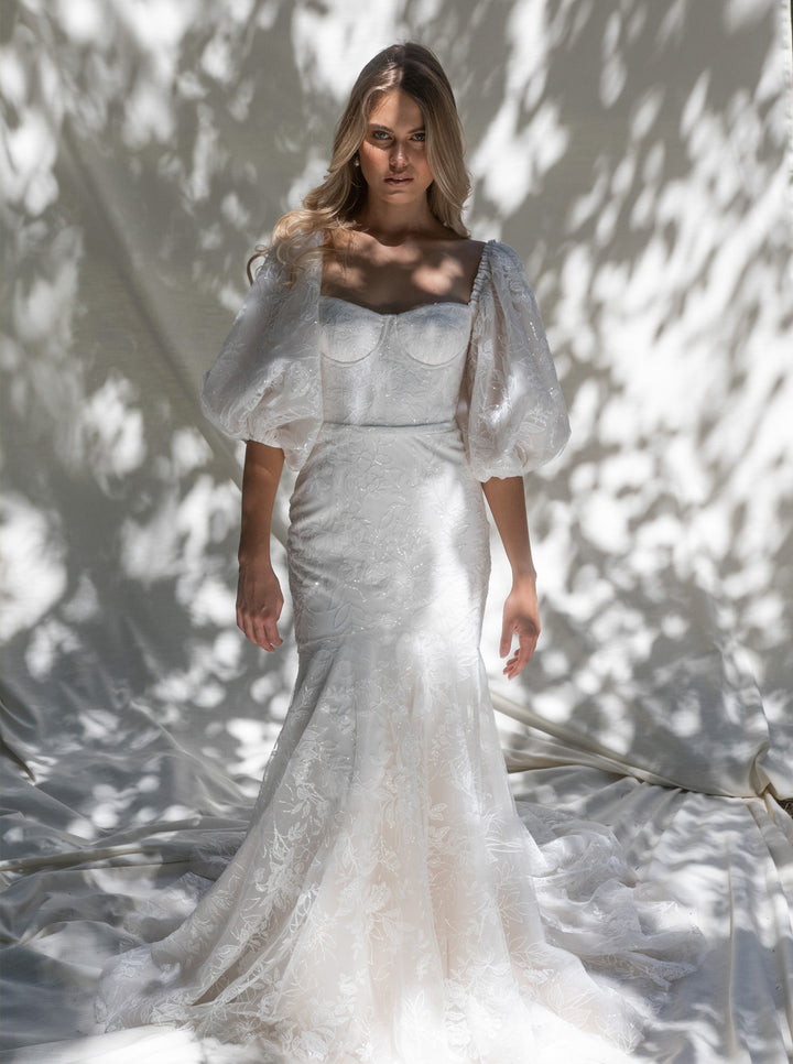 Ellery Gown | Deeply Romantic Sequined Lace – Bo & Luca