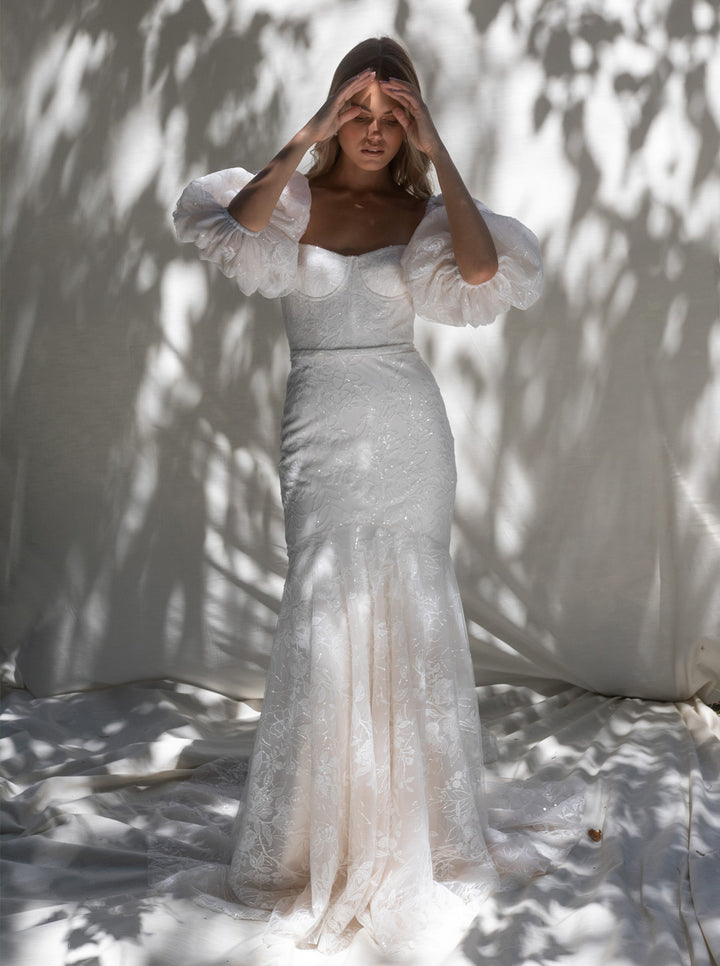 Ellery Gown | Deeply Romantic Sequined Lace – Bo & Luca
