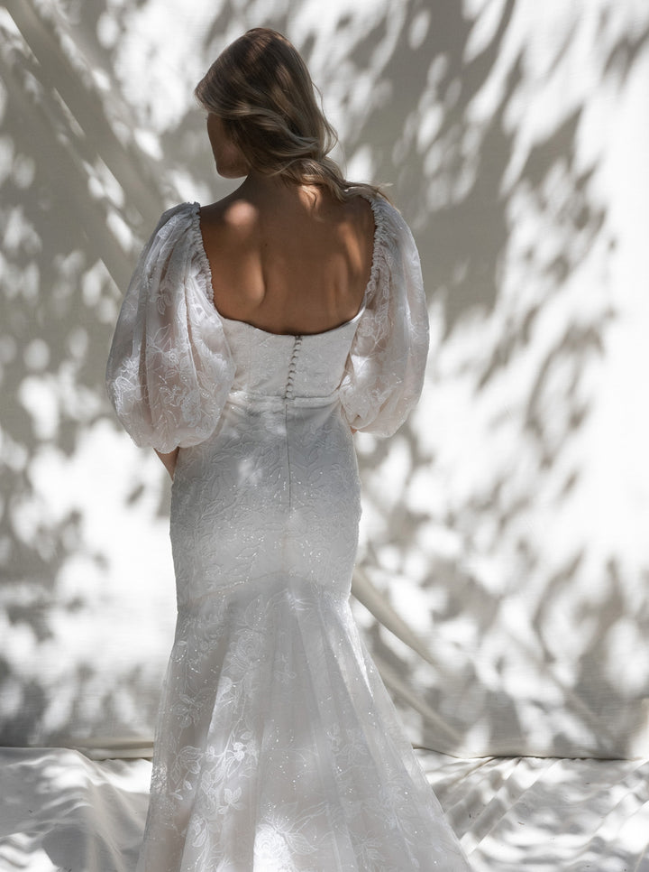 Ellery Gown | Deeply Romantic Sequined Lace – Bo & Luca